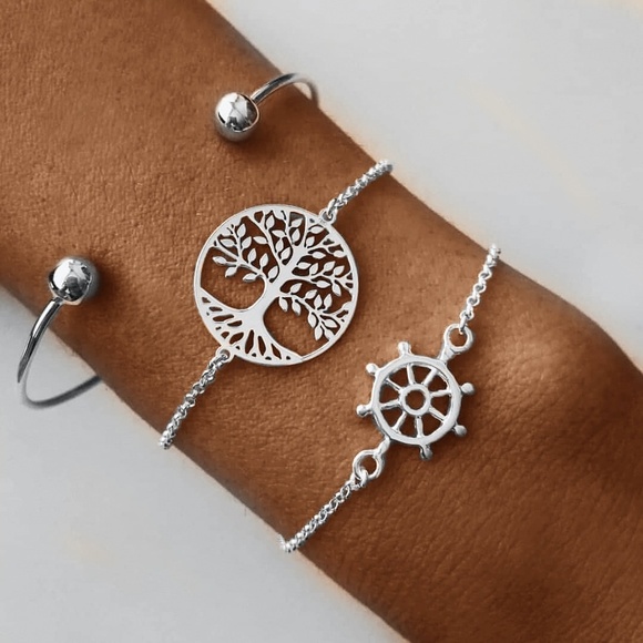 The Secret Pine | Jewelry | Apollo 3pc Silver Life Tree Bracelet Set ...